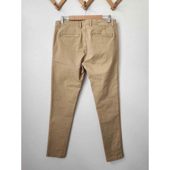 Zara | Pants | Zara Man Tan Flat Front Taper Leg Pants Stretch Cotton ...